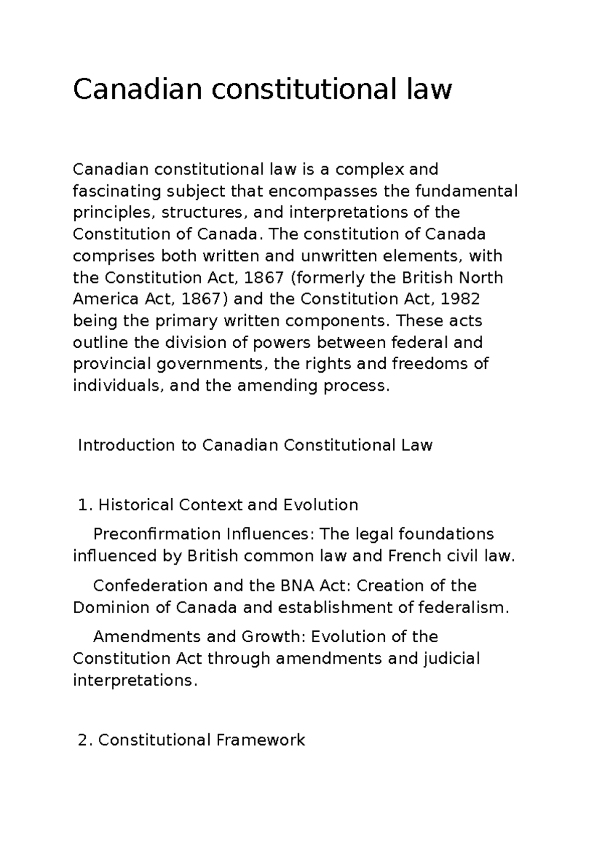 Canadian Constitution Law Intro - Canadian constitutional law Canadian ...