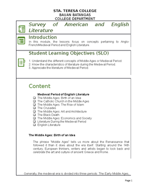 Metrical Tales and Romances-Module - BAUAN BATANGAS COLLEGE DEPARTMENT ...