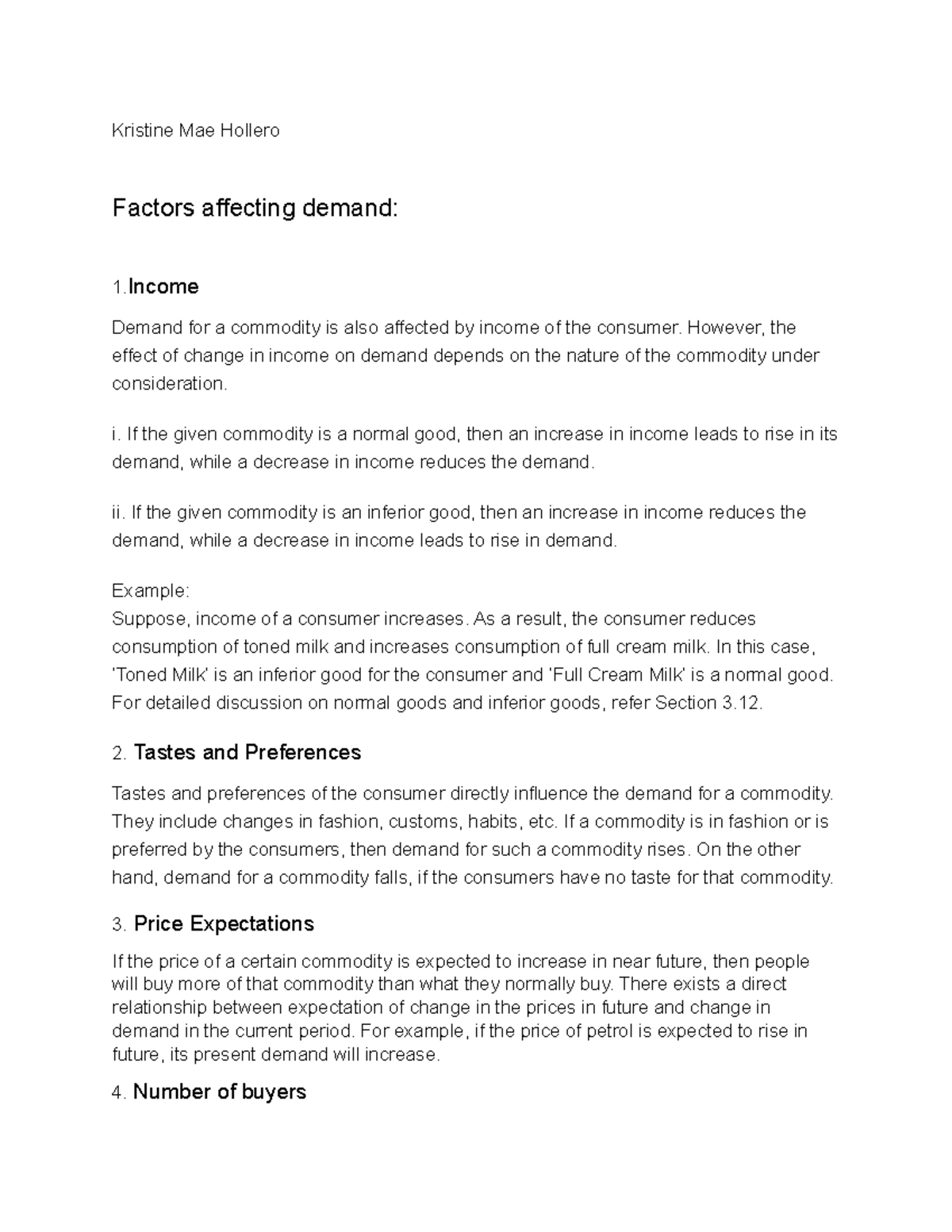 Factors of demand - econ topic - Kristine Mae Hollero Factors affecting ...