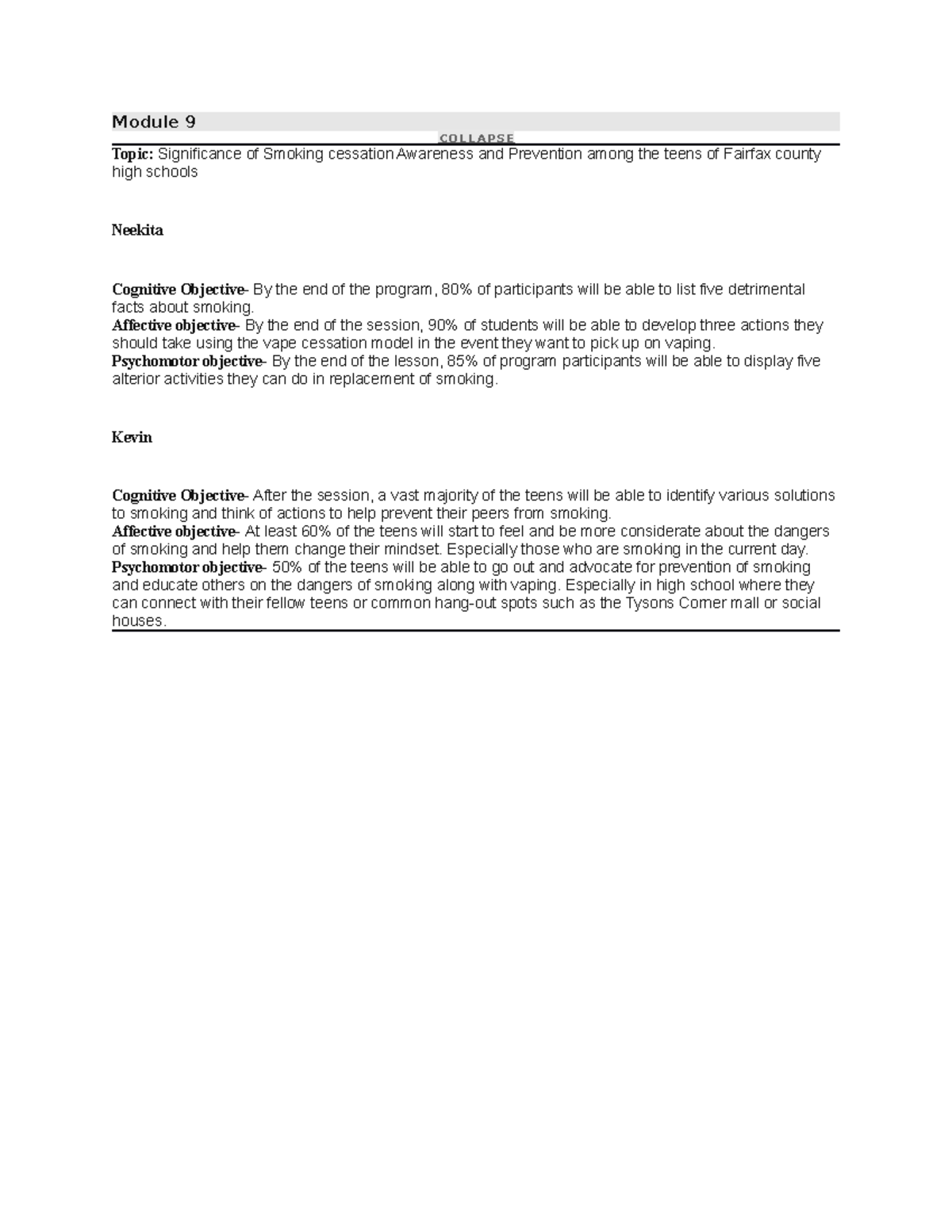 Module 9 - english notes - Module 9 COL LA PS E Topic: Significance of ...