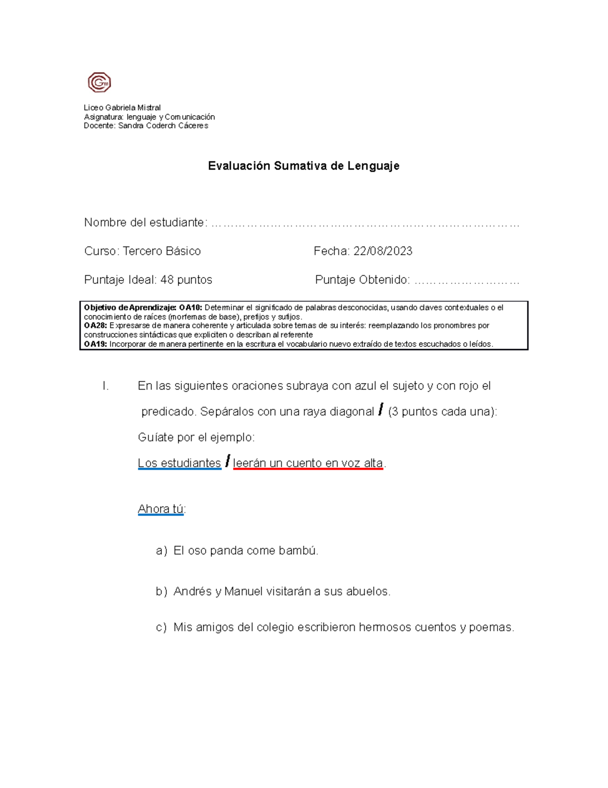 Lenguaje - Guía de preparación para prueba formal del conocimiento ...