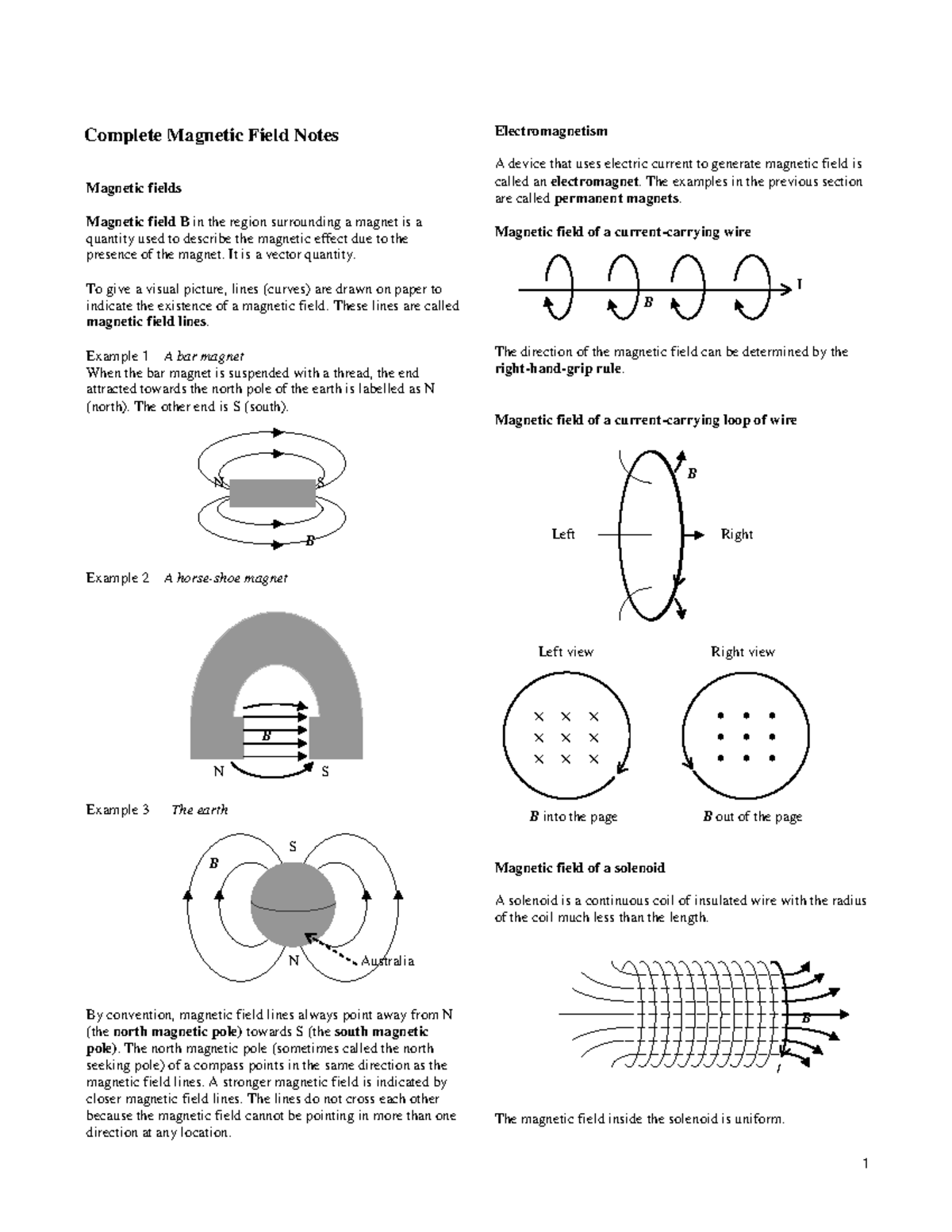 Magnetic Field Notes - Physics notes – Electric power ©Copyright 2009 ...