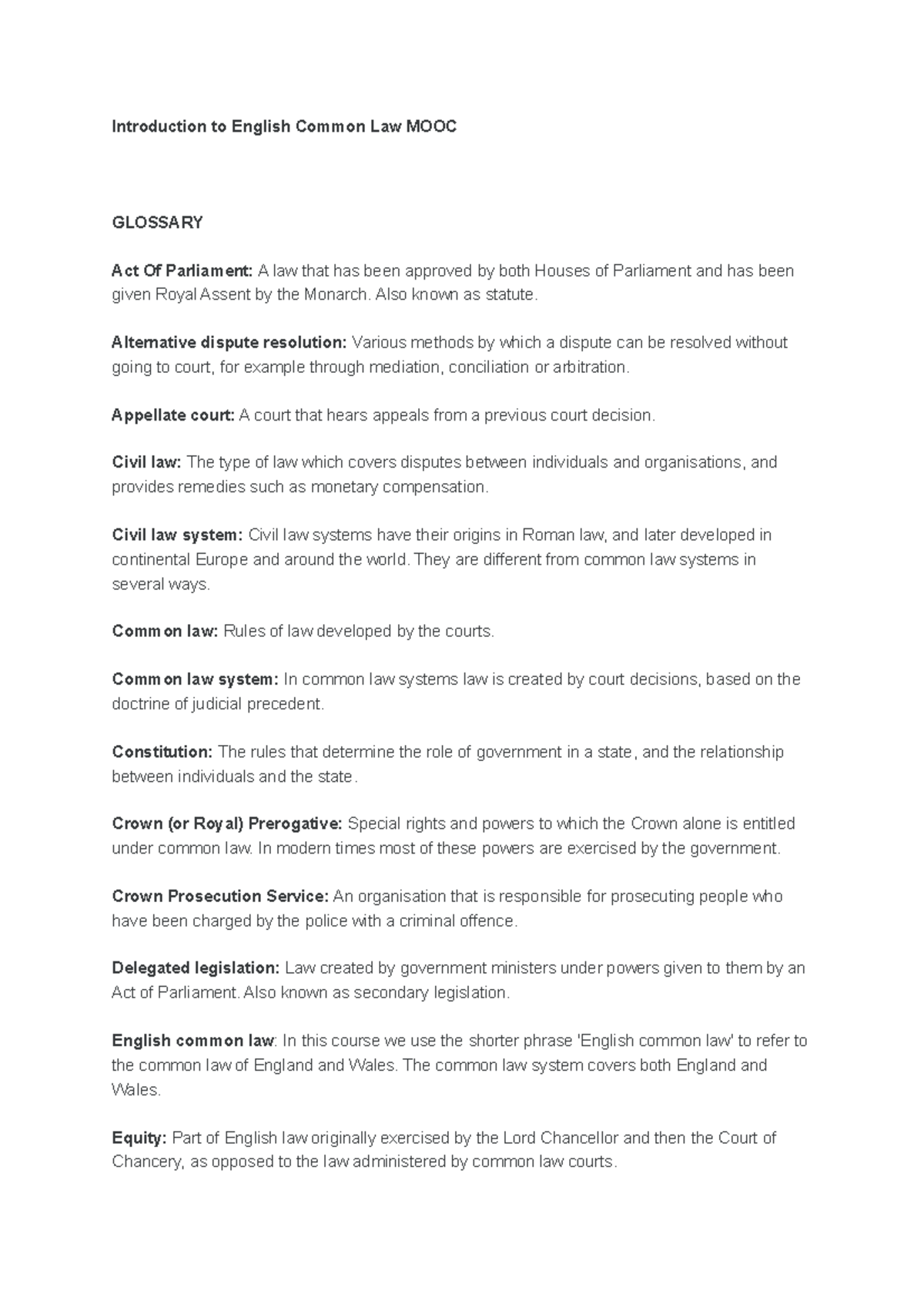 Intro to English Common Law - Introduction to English Common Law MOOC ...