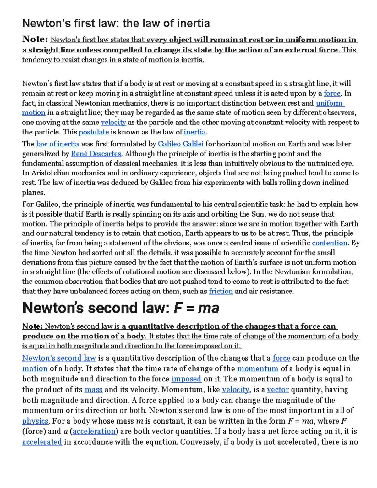 Law of motion - a reviewer - Newton’s first law: the law of inertia ...