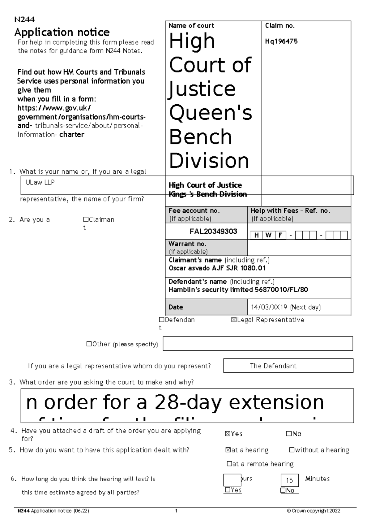 N244 From- WS5 - N244 form - workshop 5 - N Application notice For help ...