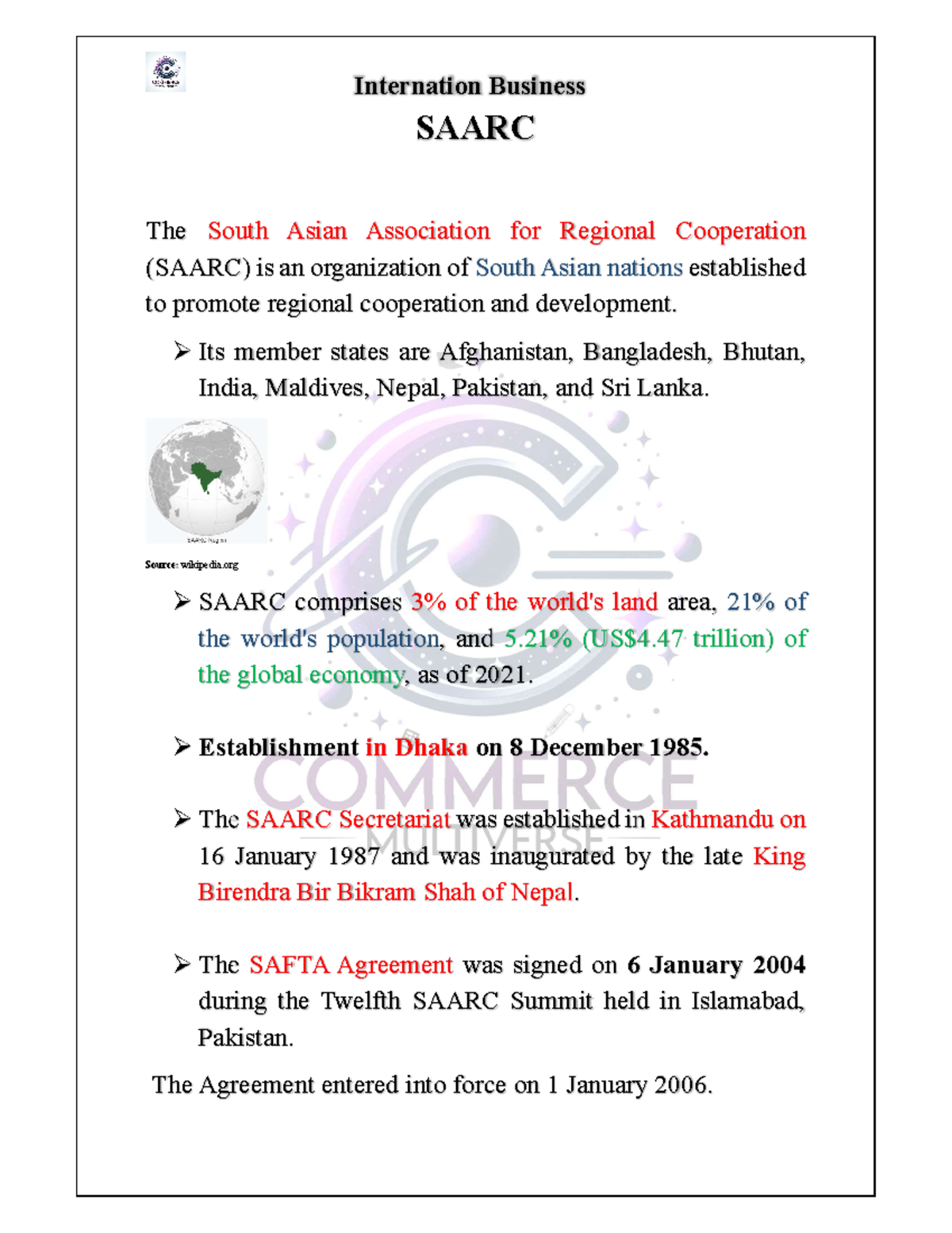 Sarcc and Asean - SAARC The South Asian Association for Regional ...