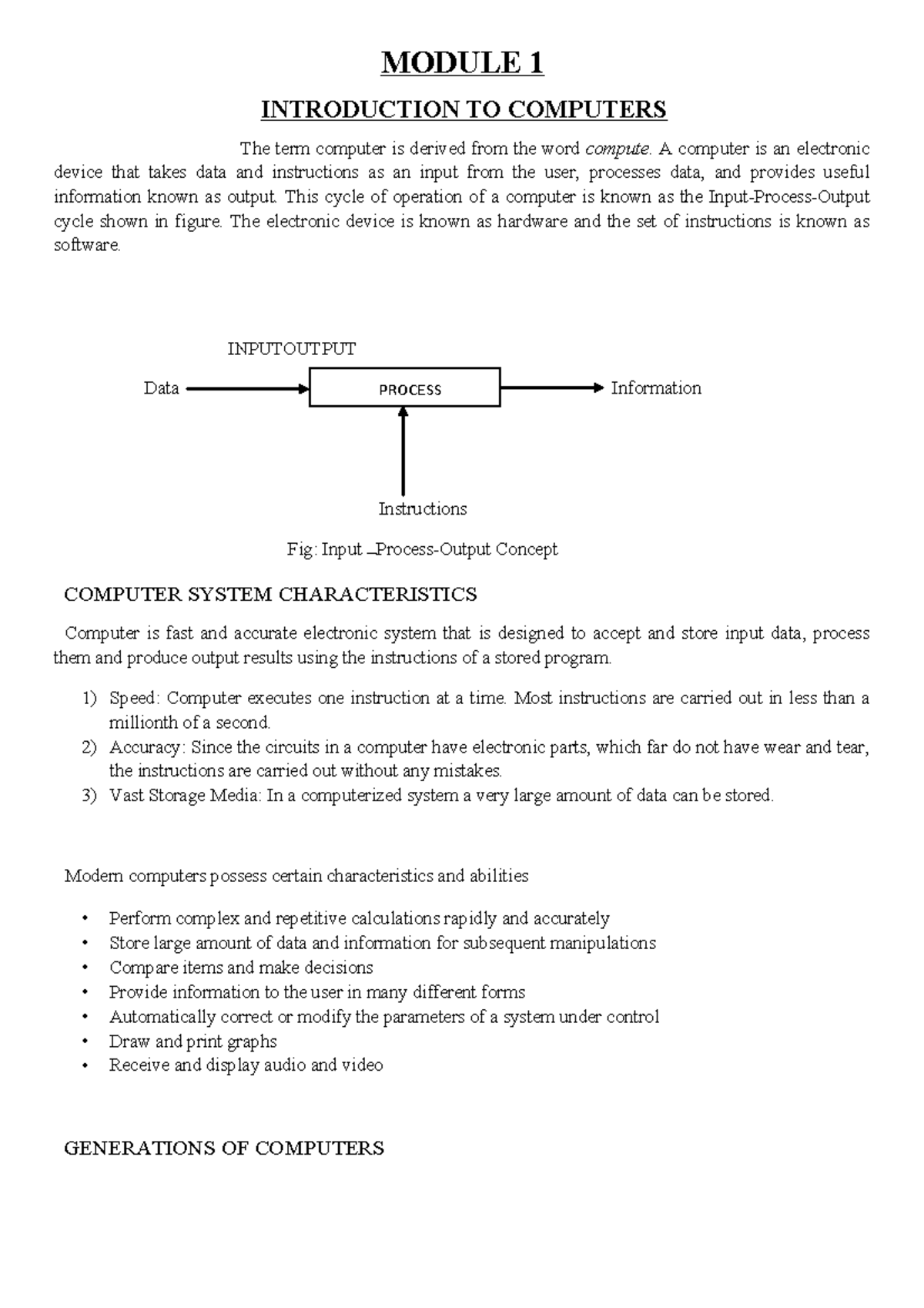Mod 1 c2 - Includes more flow chart problems and introduction to computers - MODULE 1 ...