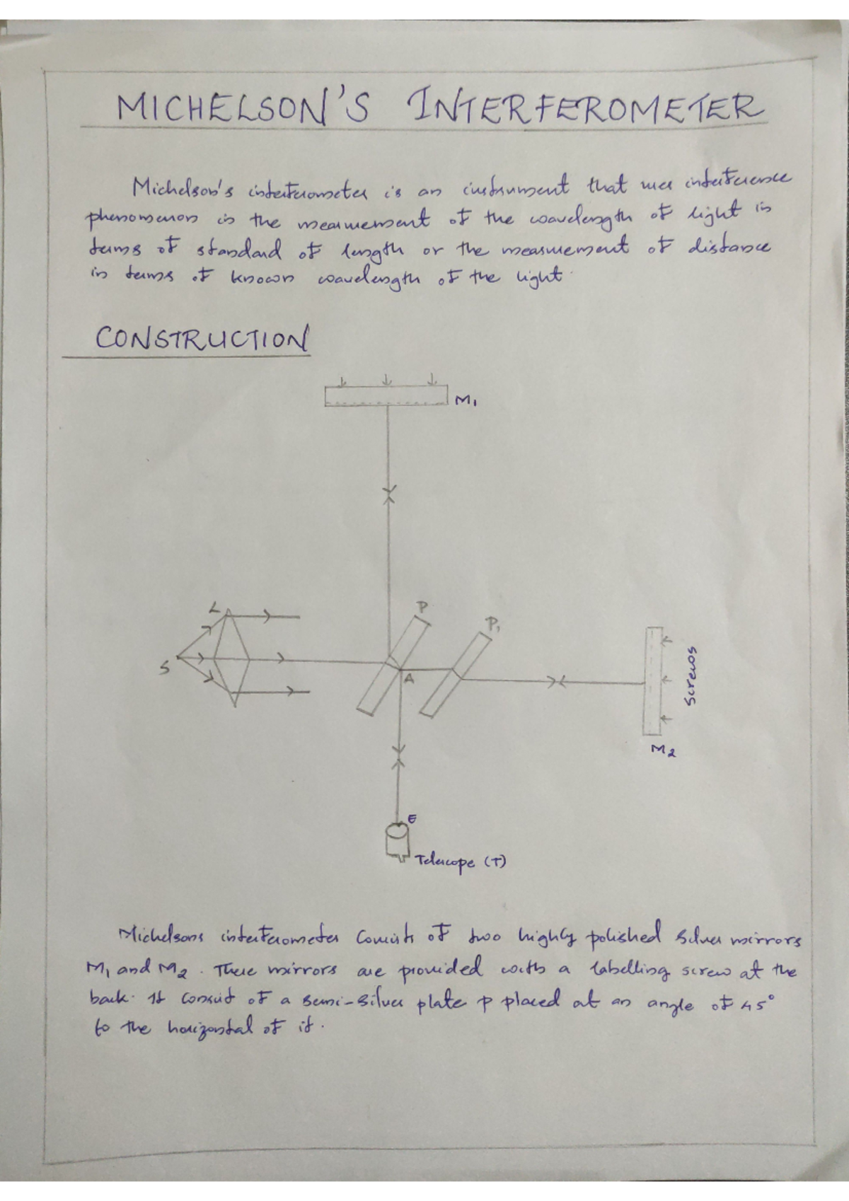 Michelson interferometer - Physics - Studocu