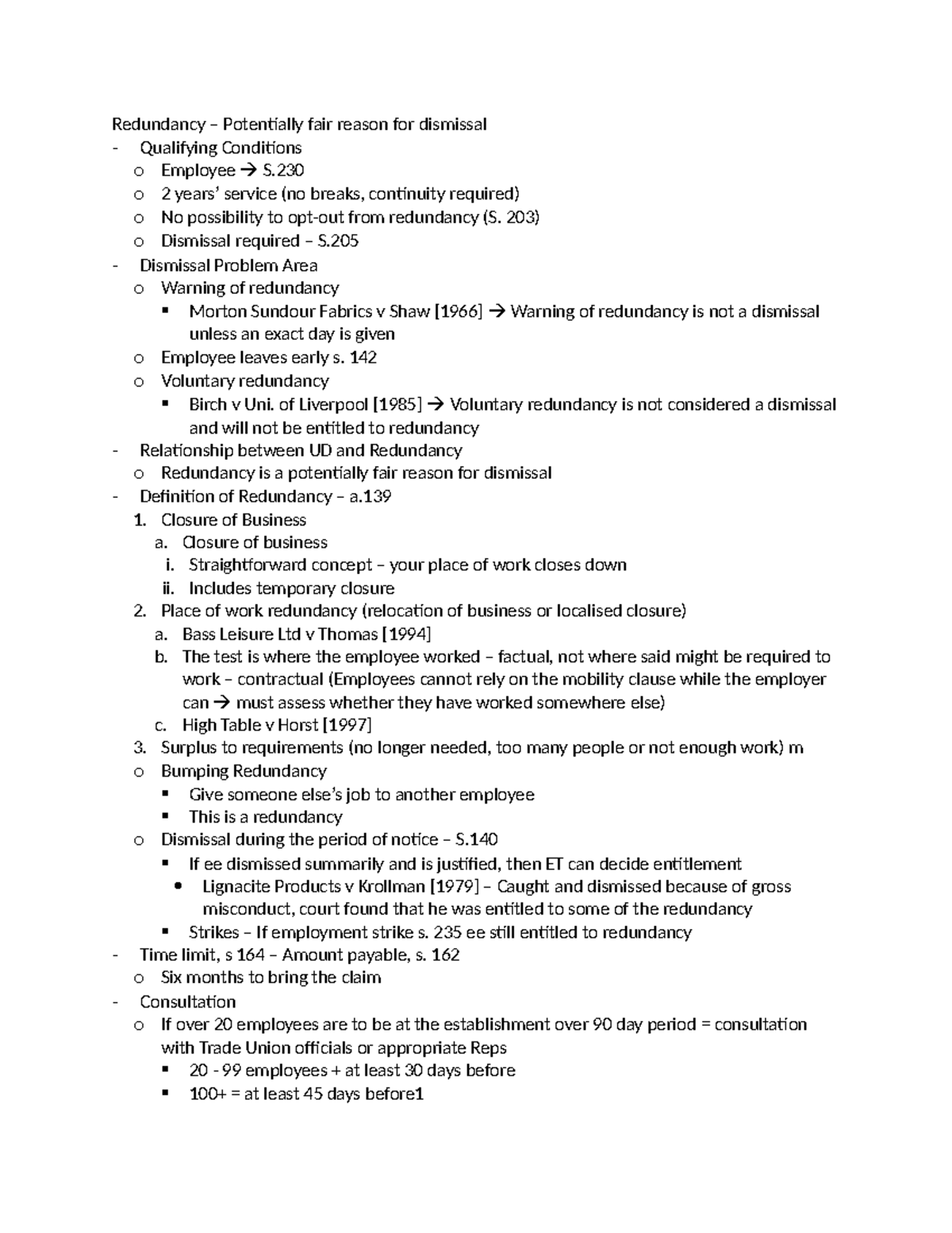 Redundancy lecture - Redundancy – Potentially fair reason for dismissal ...