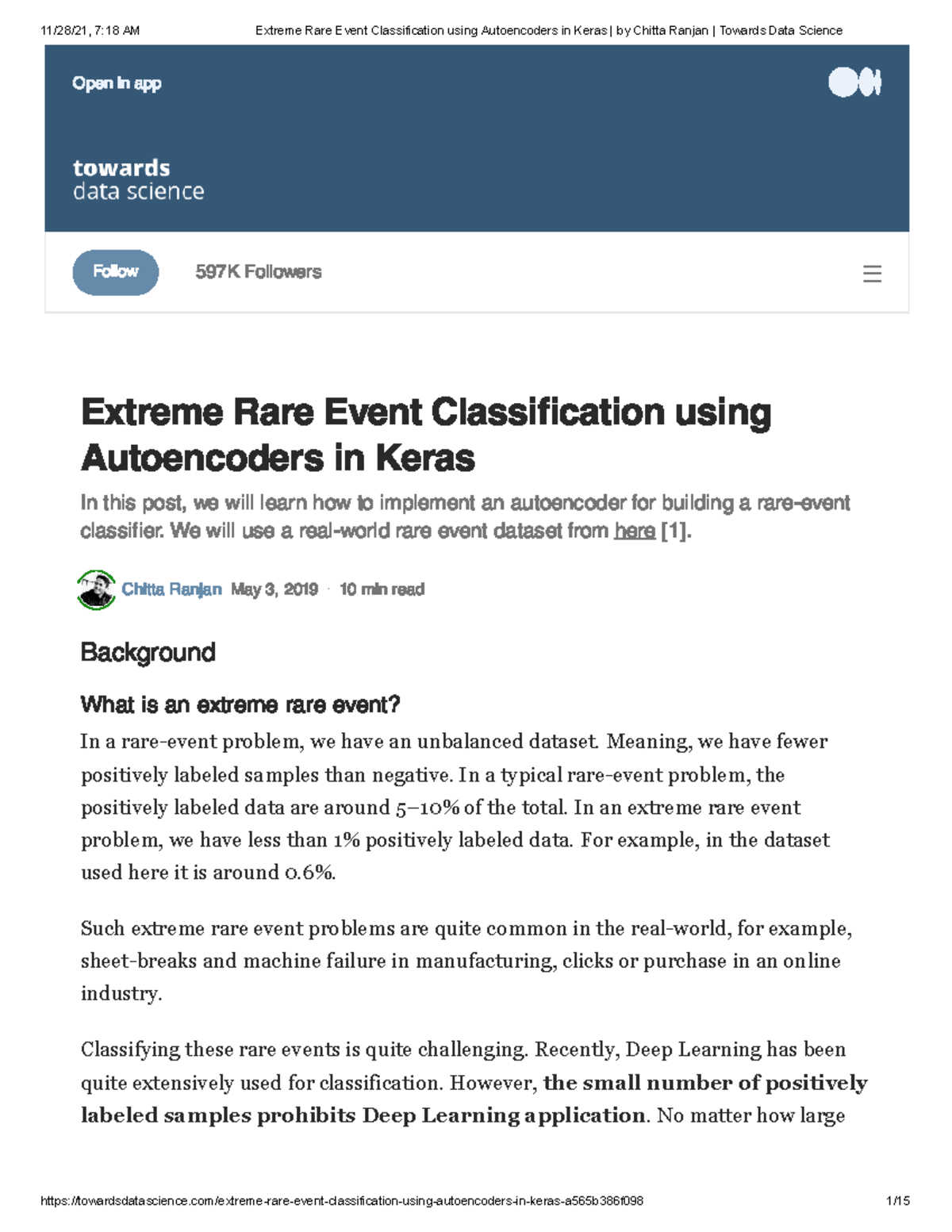 Extreme Rare Event Classification using Autoencoders in Keras by Chitta ... Extreme Rare Event Classification using Autoencoders in Keras by Chitta ...