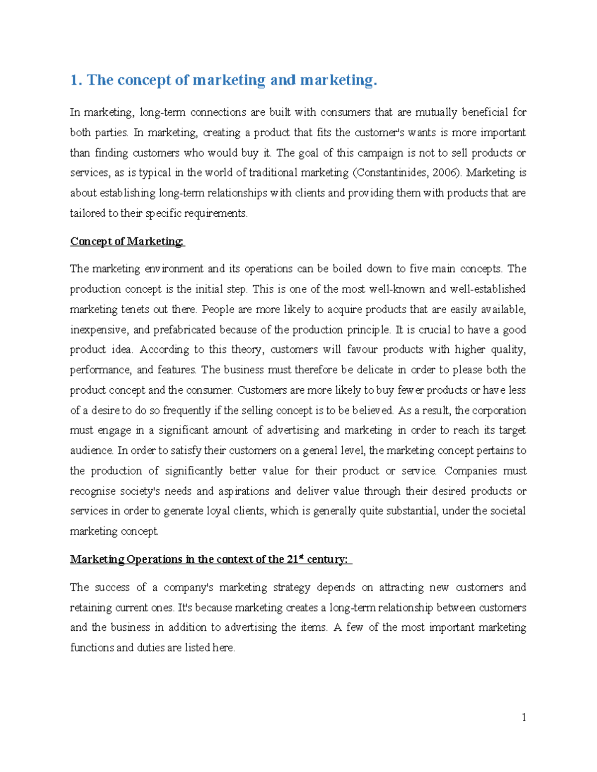 Marketing Report - 1. The concept of marketing and marketing. In ...