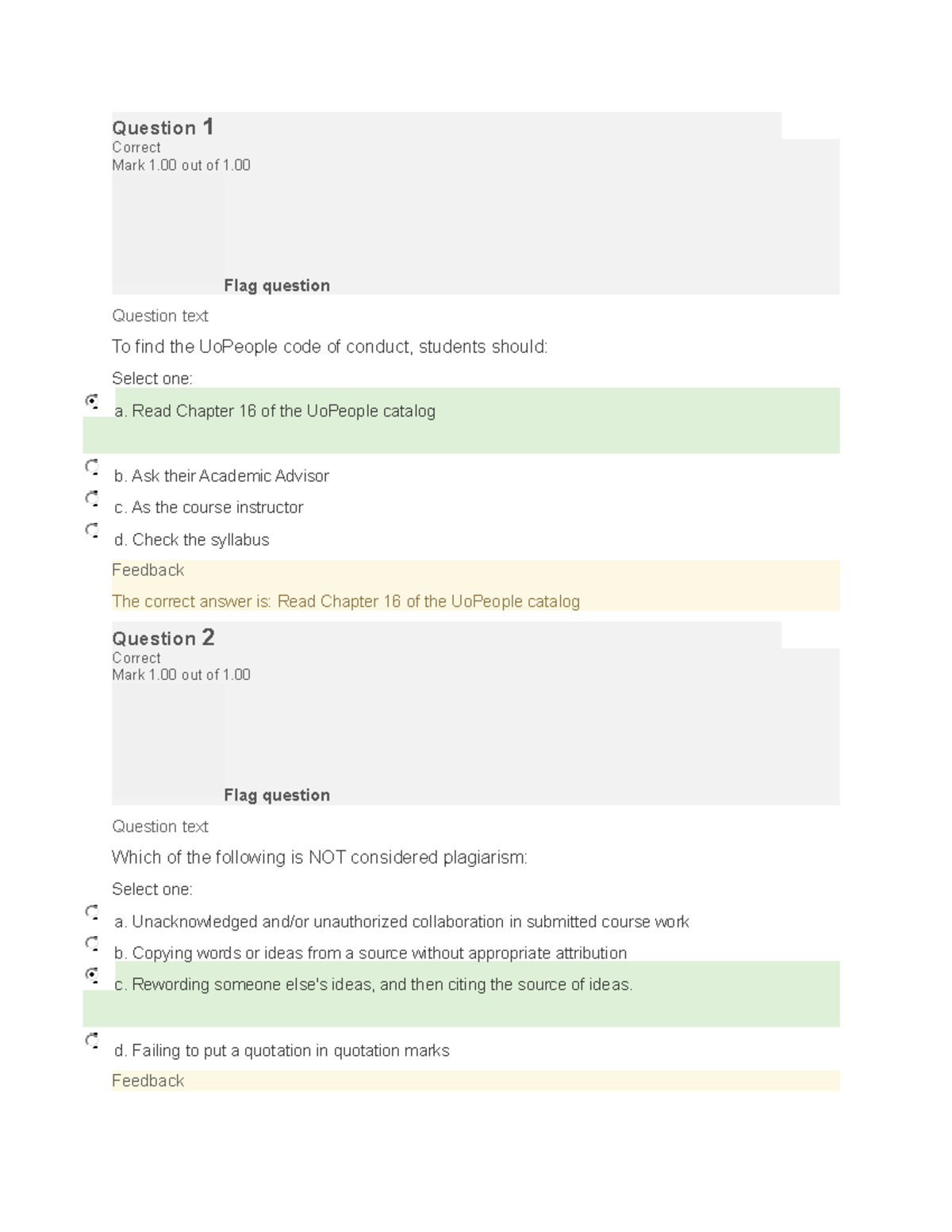 Unit 2 self test ONL - self test - Question 1 Correct Mark 1 out of 1 ...