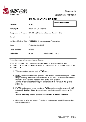 Exam 2018 - Warning: TT: undefined function: 32 Module Code: PHCO EXAMINATION PAPER Session ...