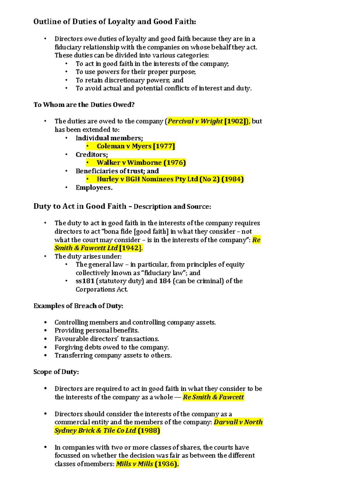 15440-sample - outline - Company Law - CUHK - Studocu