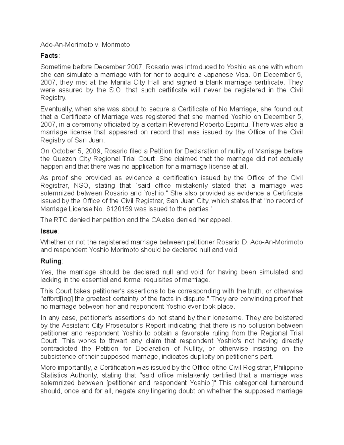 Ado-an Morimoto v Morimoto Digest - Ado-An-Morimoto v. Morimoto Facts ...