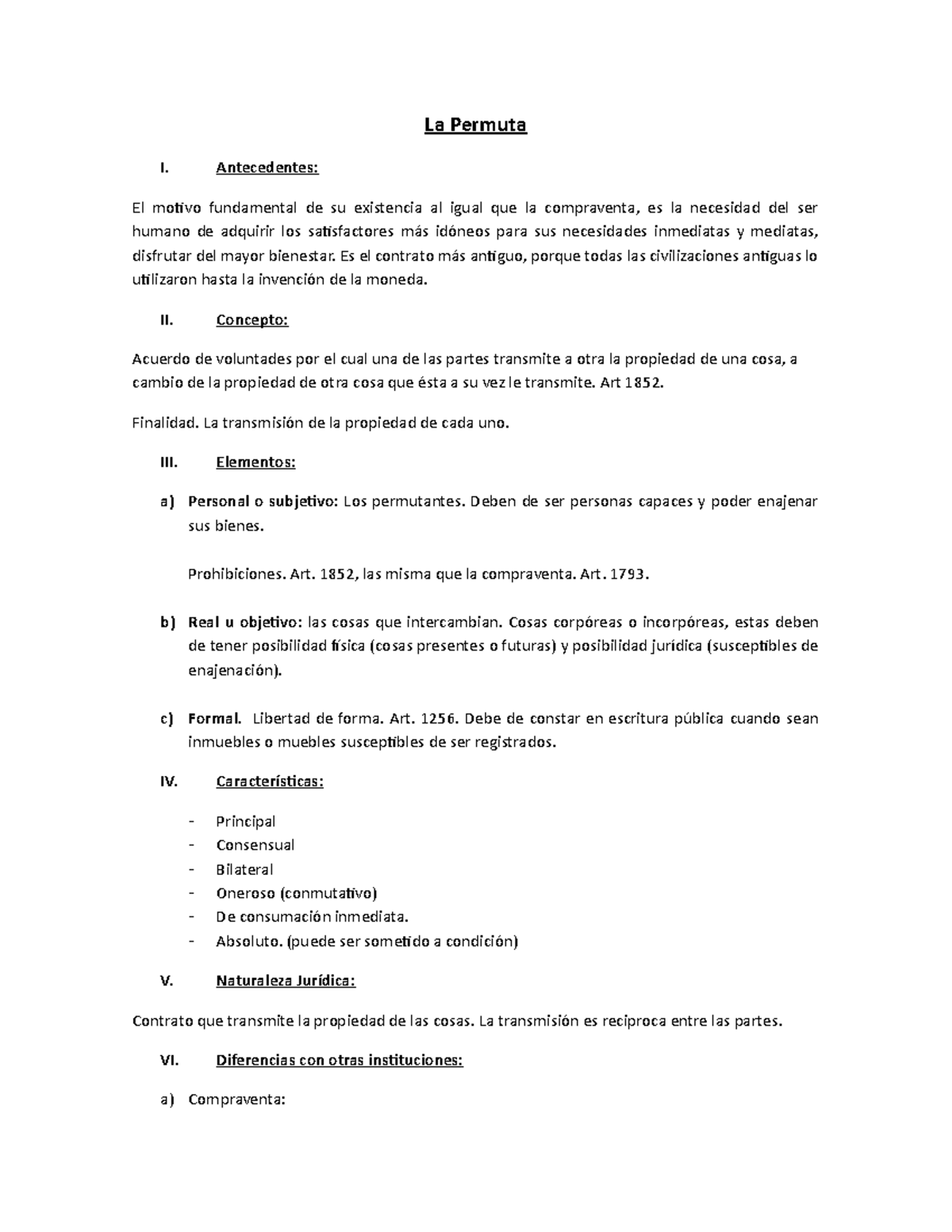 05. Contrato de permuta - La Permuta I. Antecedentes: El motivo ...
