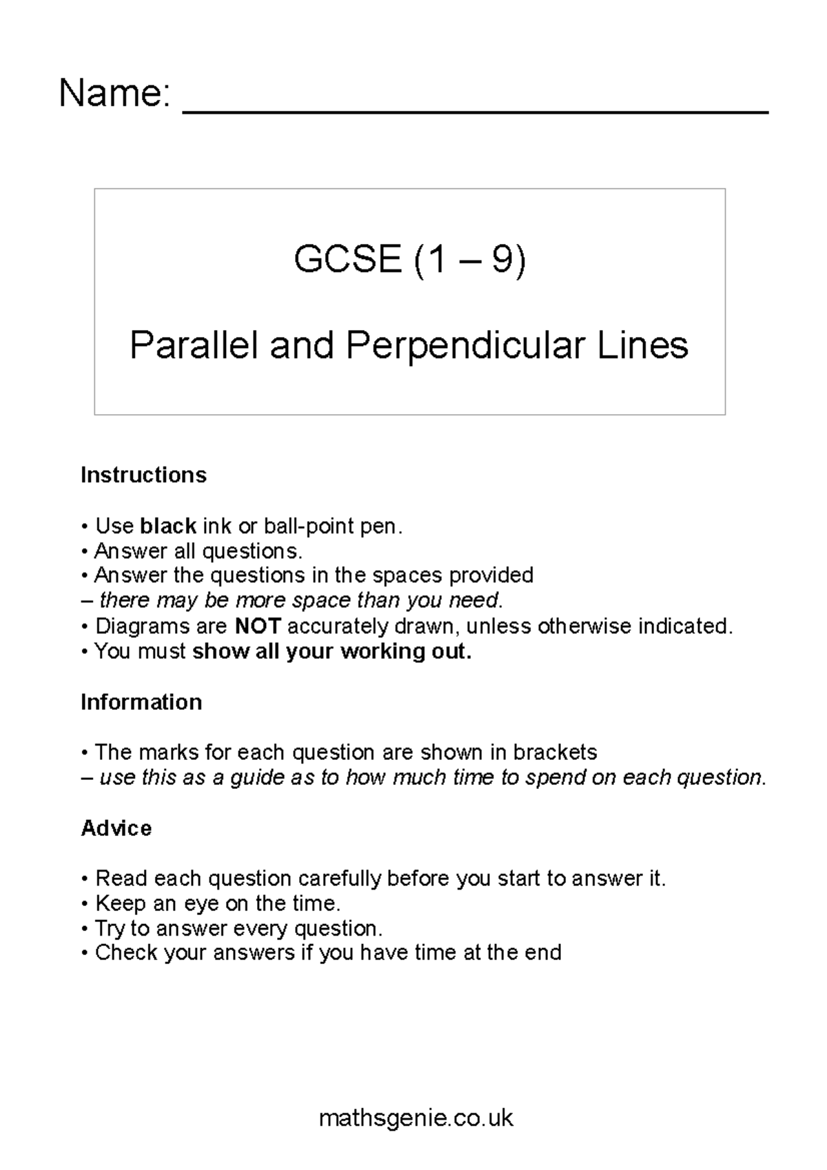 6 parallel and perpendicular lines - GCSE (1 – 9) Parallel and ...