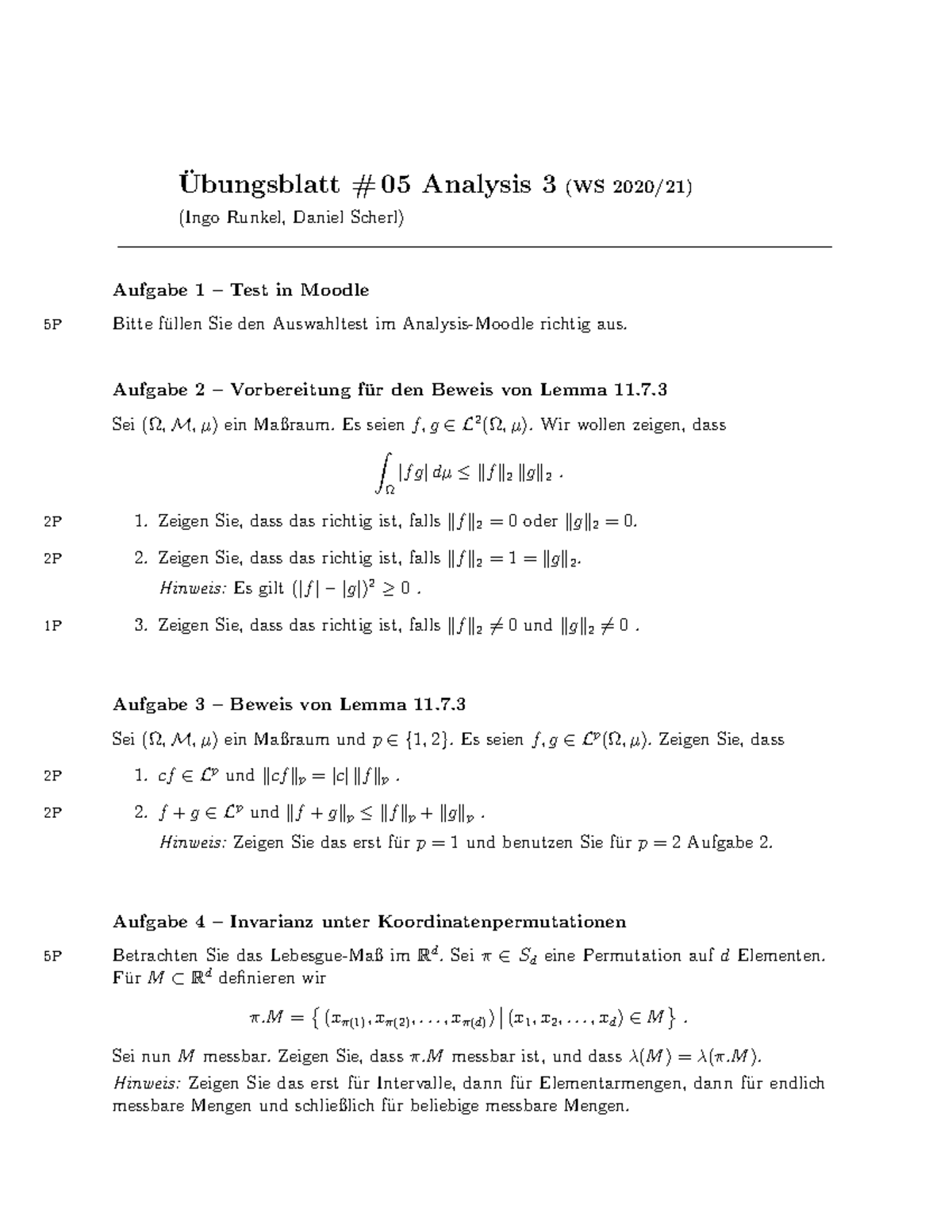 Übungsblatt 5 - WiSe20/21 - Ubungsblatt # 05 Analysis 3 ̈ (WS 2020/21 ...