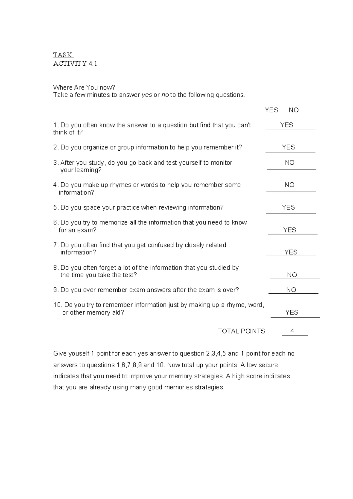 UED 102 TASK Activity 4 - UED TASK WORK - ACTIVITY 4. Where Are You now ...