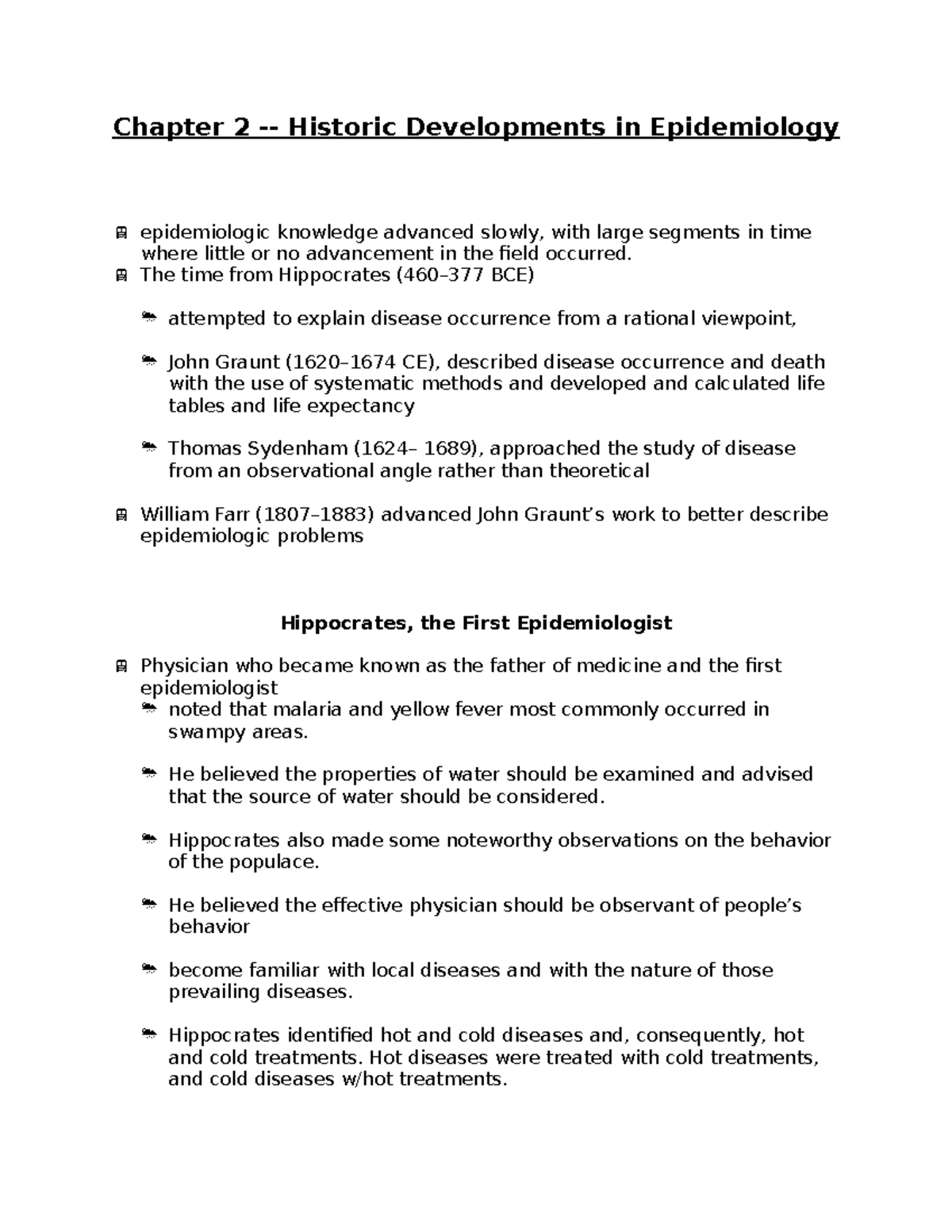 Intro to Epi Chapter 2 Notes - Chapter 2 - Historic Developments in ...