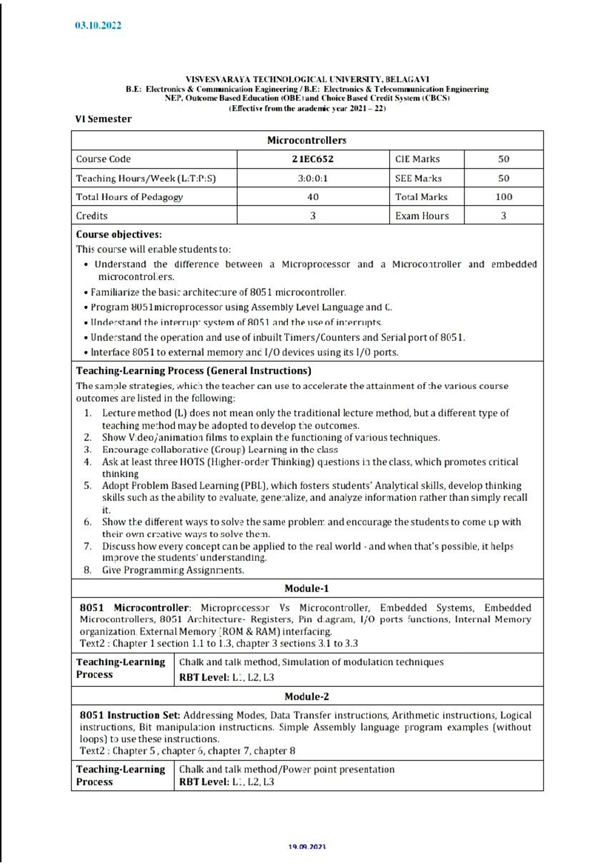 Microcontroller(21EC652) - 03.10 VISVESVARAYA TECHNOLOGICAL UNIVERSITY ...