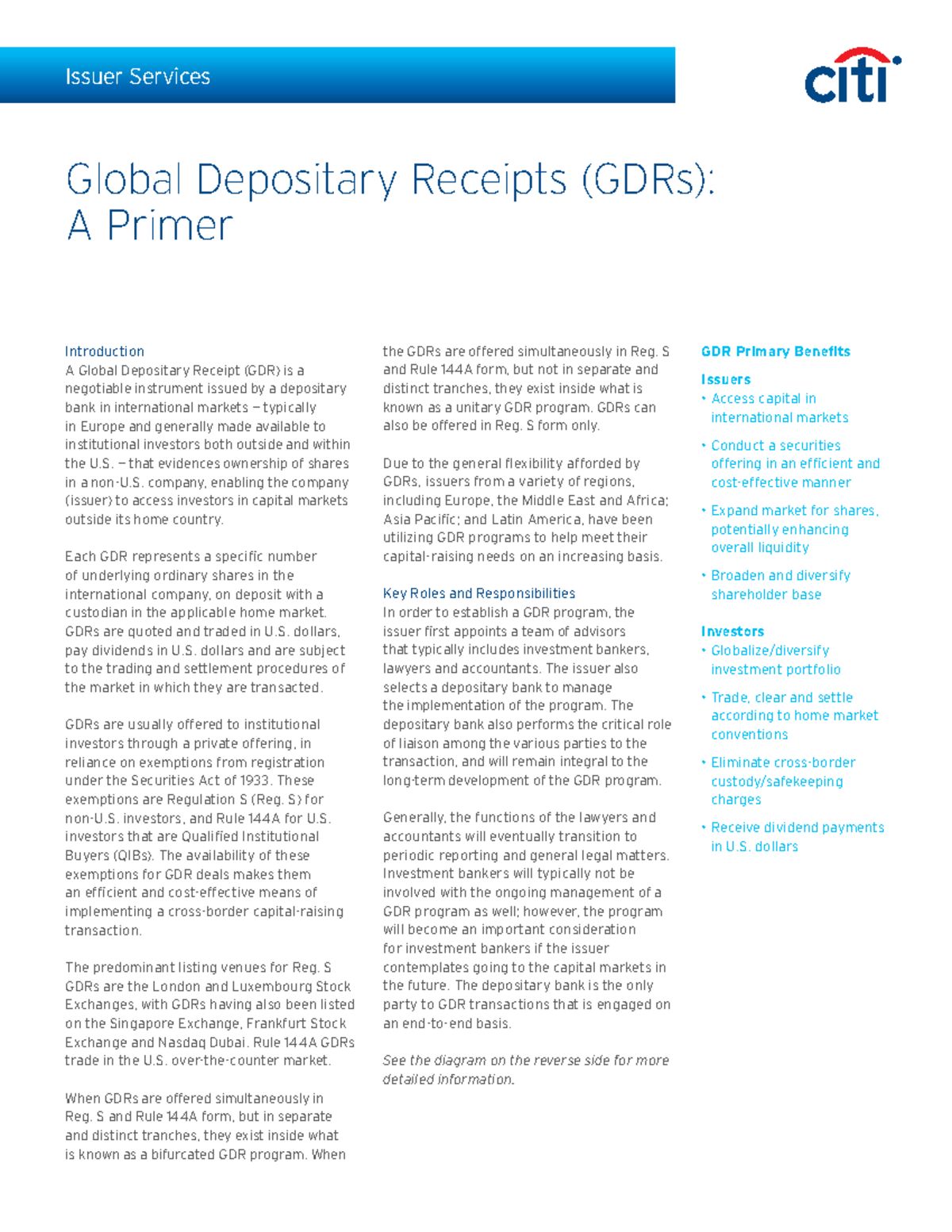 Global Depository Receipts (GDR’s) - Issuer Services Introduction A ...