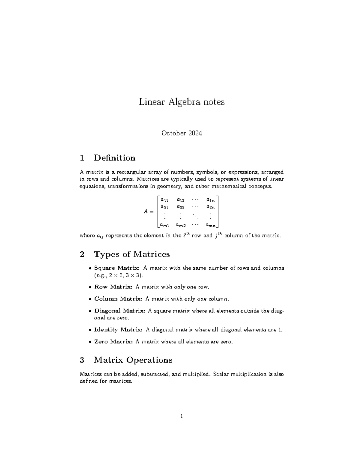 Linear Algebra - University of Michigan - Linear Algebra notes October ...
