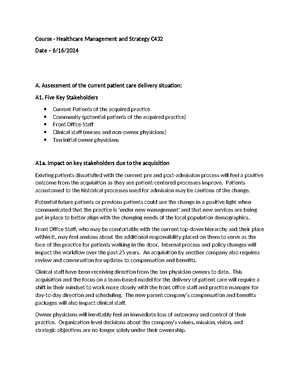 C432 - Performance Assessment - C WGU November 2023 HealthCare ...