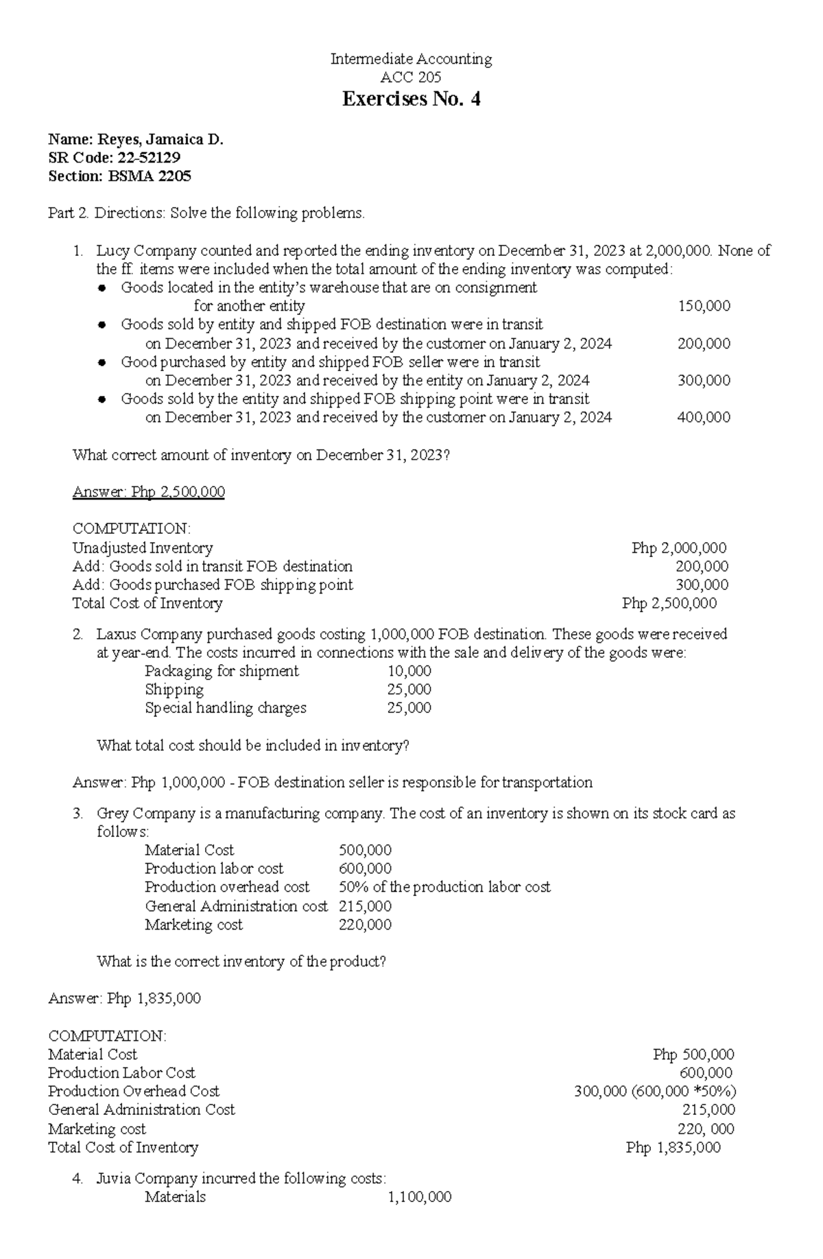 Reyes EXC - its about intermediate accounting - Intermediate Accounting ...