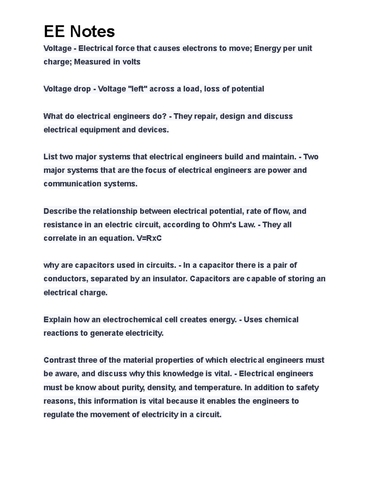 Electrical engine Part6 - EE Notes Voltage - Electrical force that ...