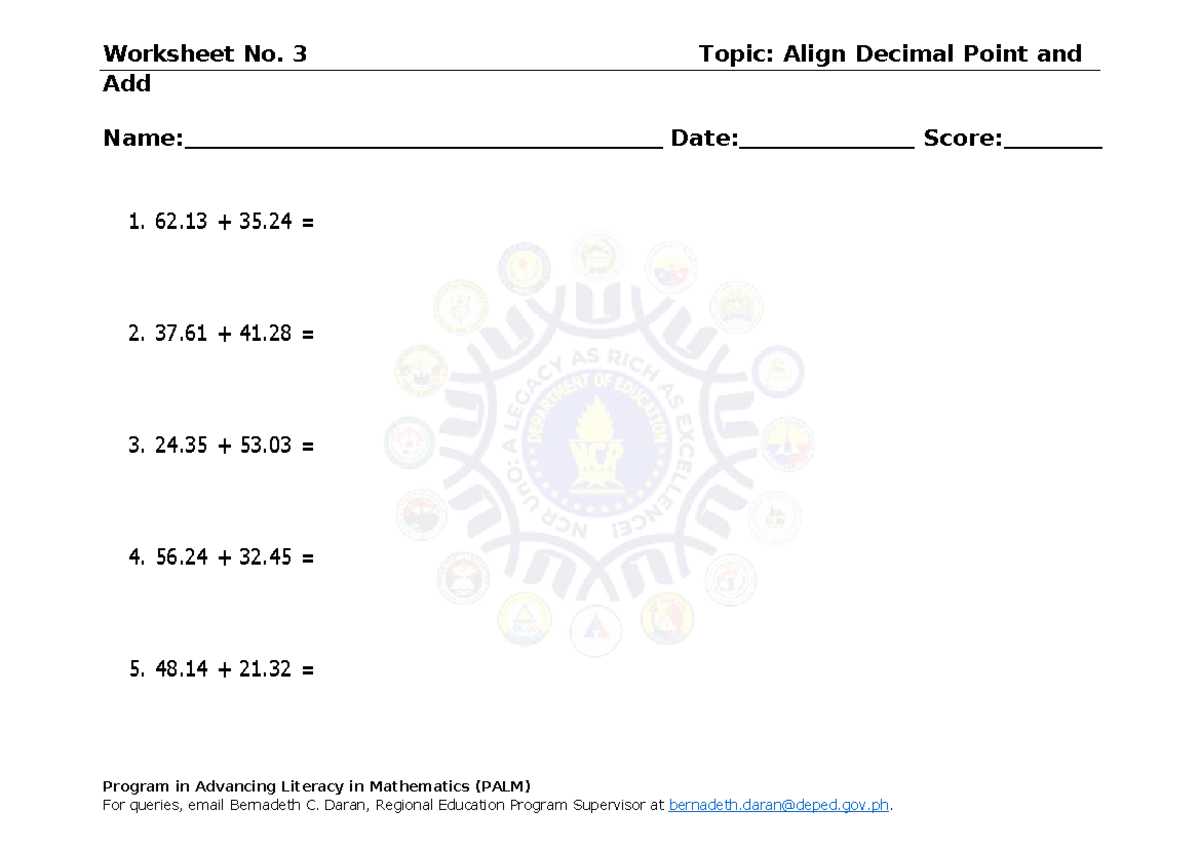 WS5 (Adding Numbers with Regrouping).docx - NaT abcde answer sheet ...