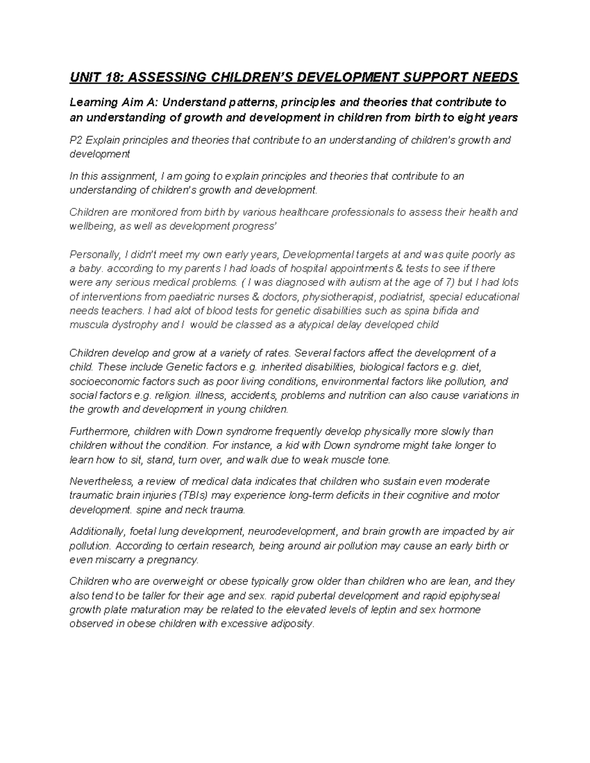 Unit 18 p2 m2 d1 - Unit 18 p2 m2 d1 - UNIT 18: ASSESSING CHILDREN’S ...