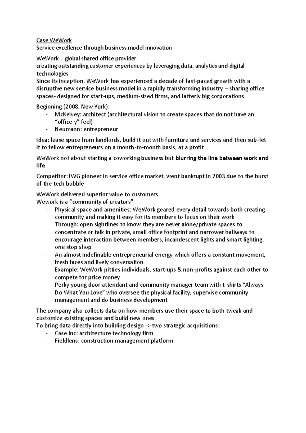C5 We Work - Case WeWork Service excellence through business model ...