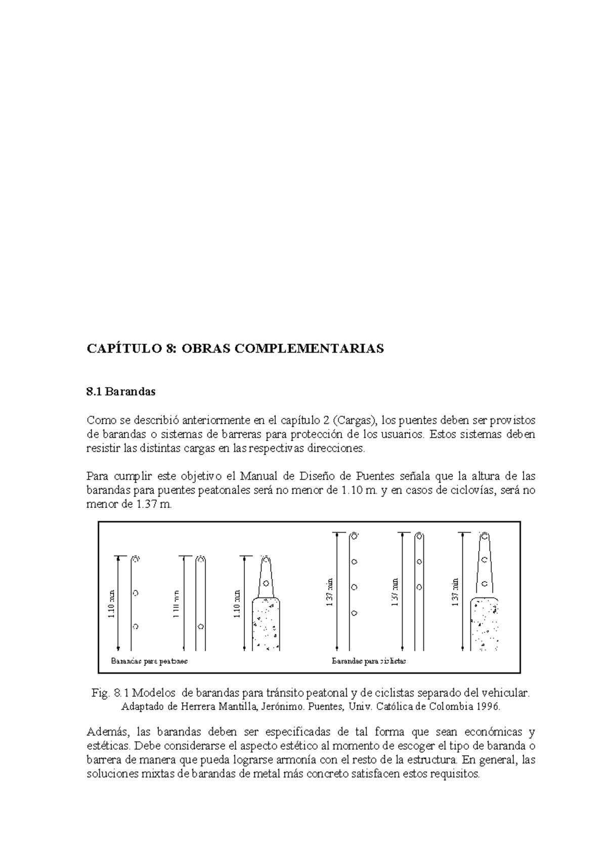 8.1 Obras complementarias - CAPÍTULO 8: OBRAS COMPLEMENTARIAS 8 Barandas Como se describió - Studocu