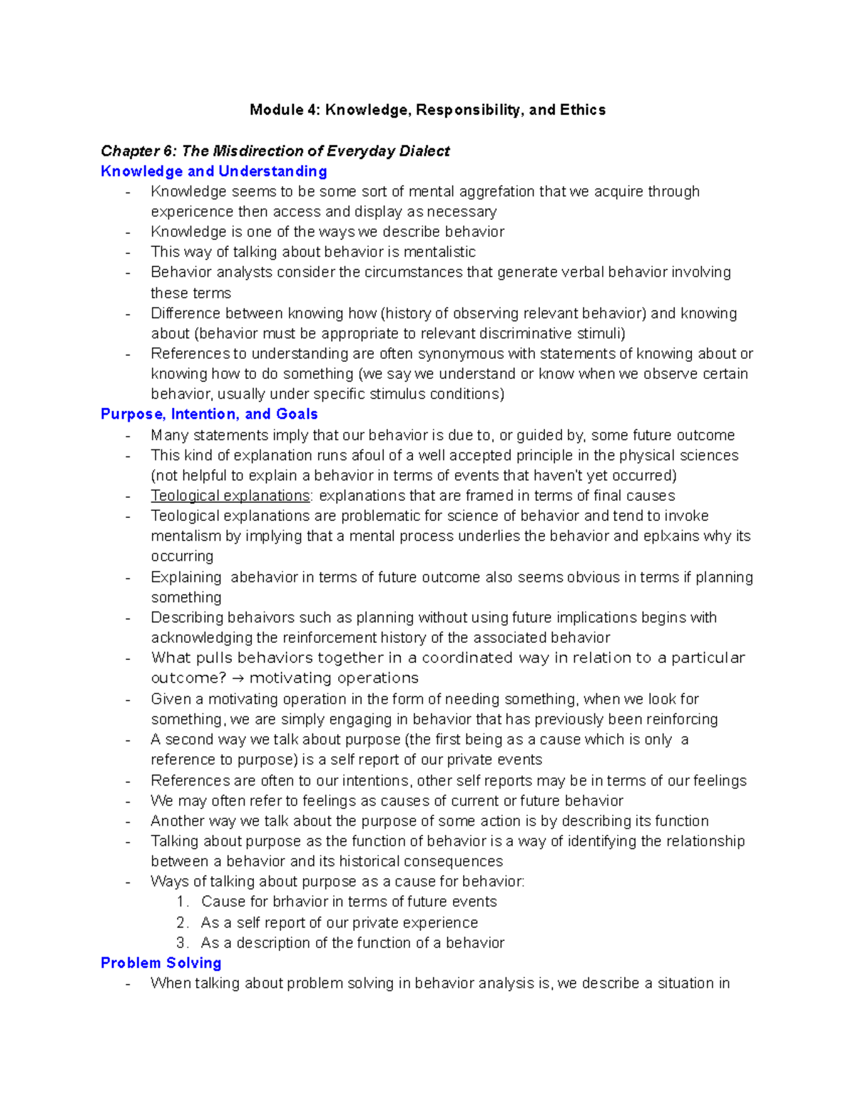 Module 4 Knowledge, Responsibility, and Ethics - Cause for brhavior in ...