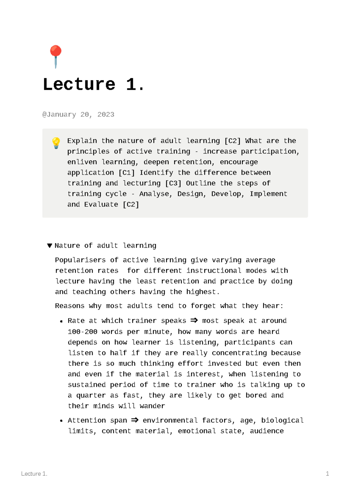 training module devlopment Lecture 1 - » Lecture 1. Explain the nature ...