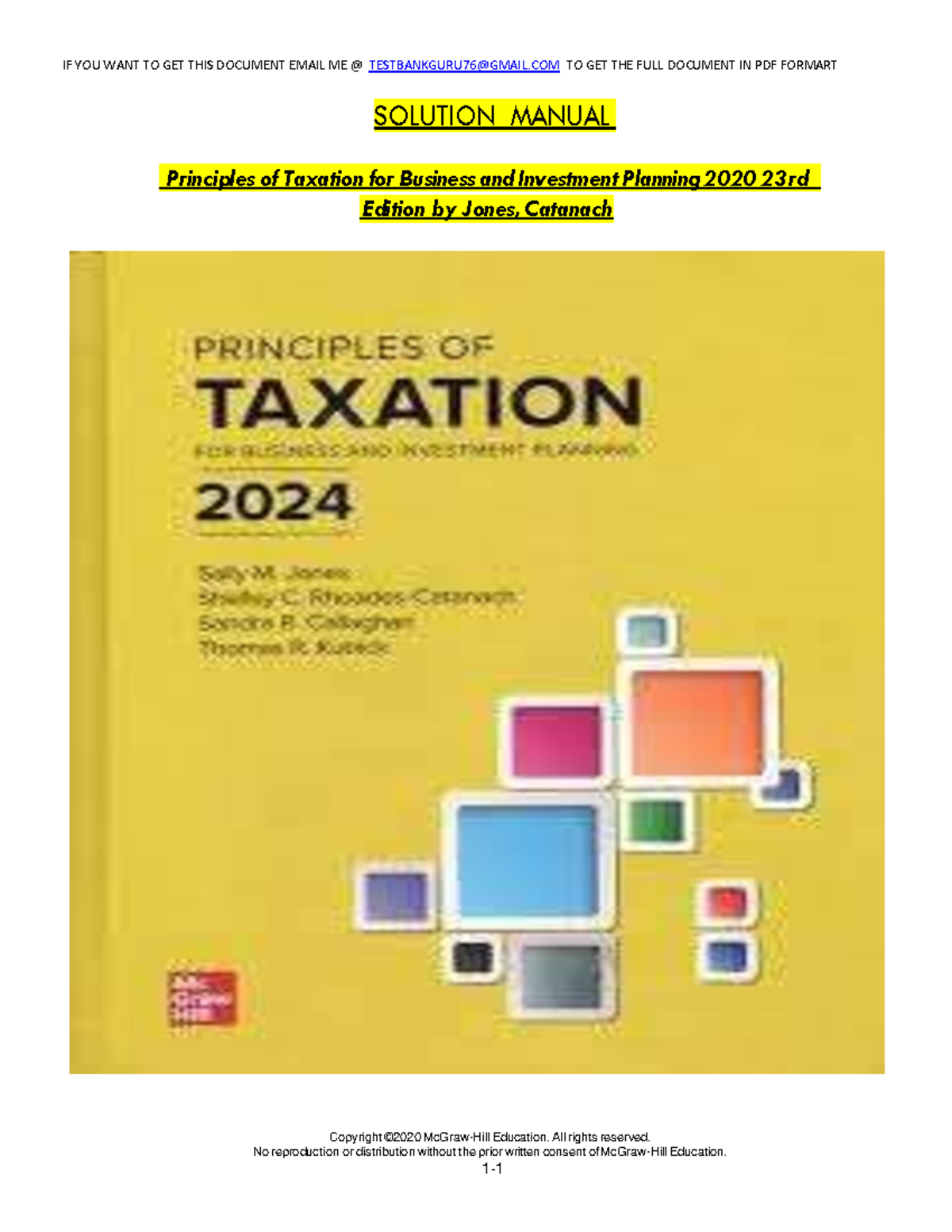 Solution manual for principles of taxation for business and investment ...