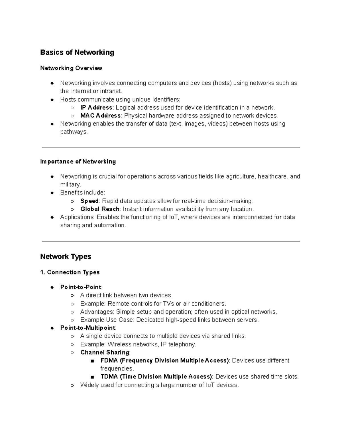 Io T m1 - Io T m1 - Summary computer science and engineering - Basics of Networking Networking ...