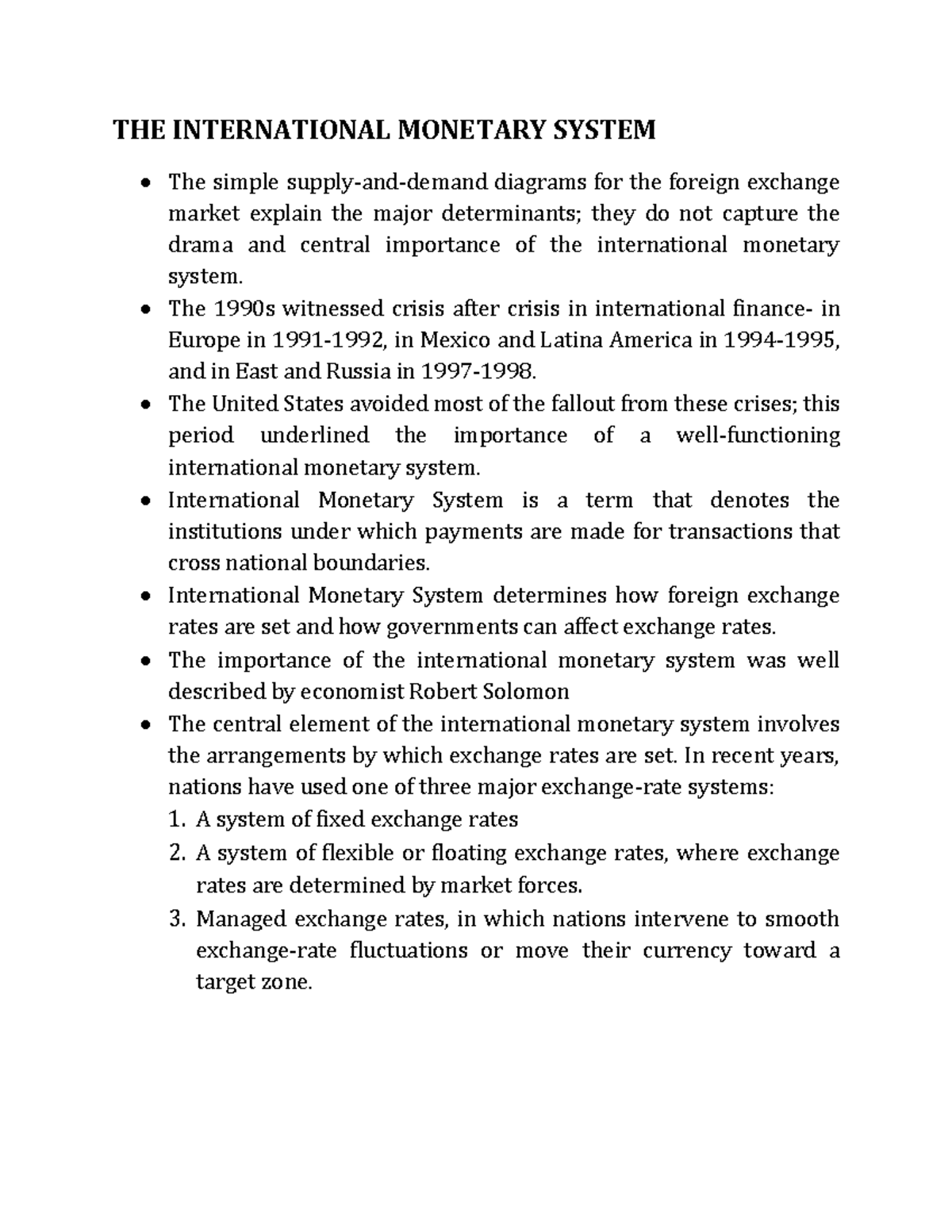 The International Monetary System - THE INTERNATIONAL MONETARY SYSTEM ...