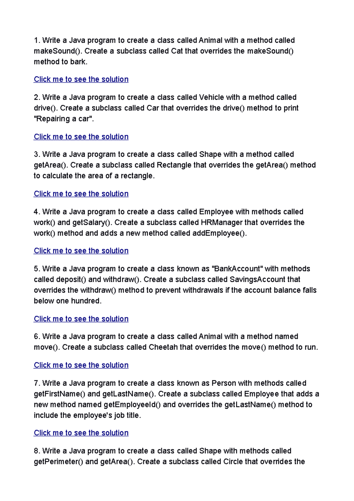 Assignmentjava - questions - Write a Java program to create a class ...