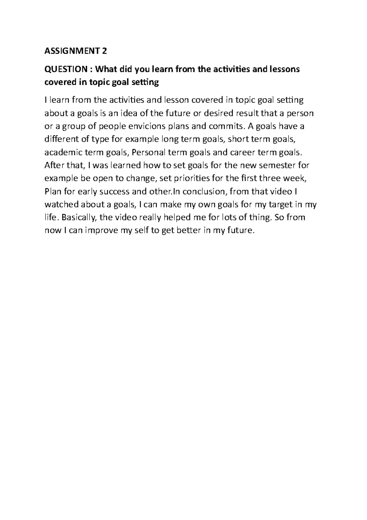 Assignment 2 - HOPE YOU GUYS GET A PLUS - ASSIGNMENT 2 QUESTION : What ...