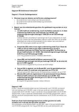 Instructie 3 IB ondernemer - Instructie 3 Opgave 1 A) Woonhuis ...