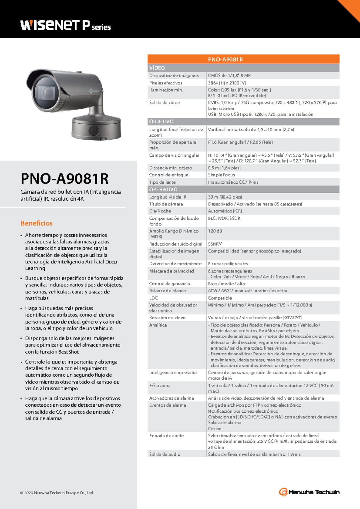 ES-Datasheet-PNO-A9081R 01112021 - © 2020 Hanwha Techwin Europe Co ...