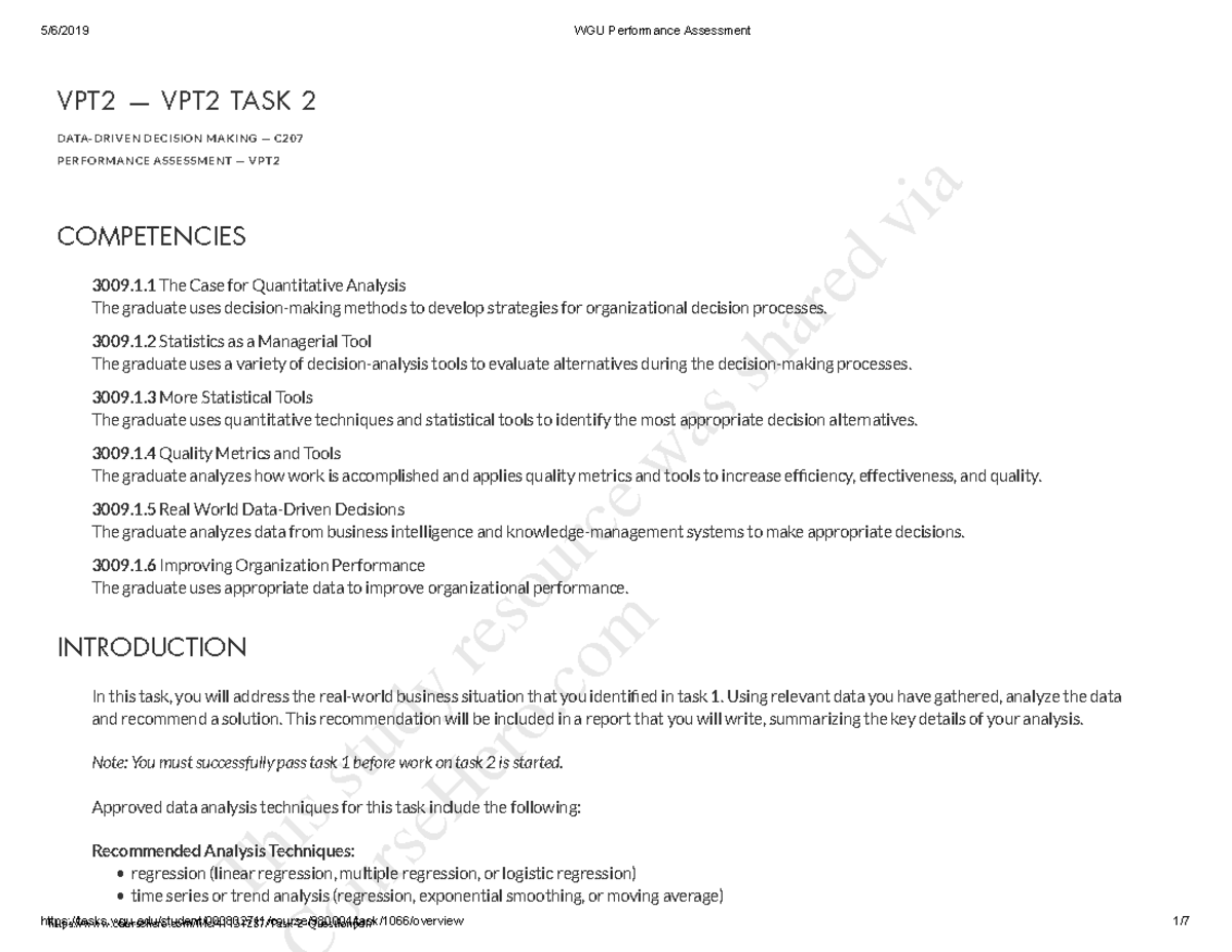 Task-2 Question - tasks.wgu/student/000802711/course/980004/task/1066/overview 1/ VPT2 — VPT2 ...