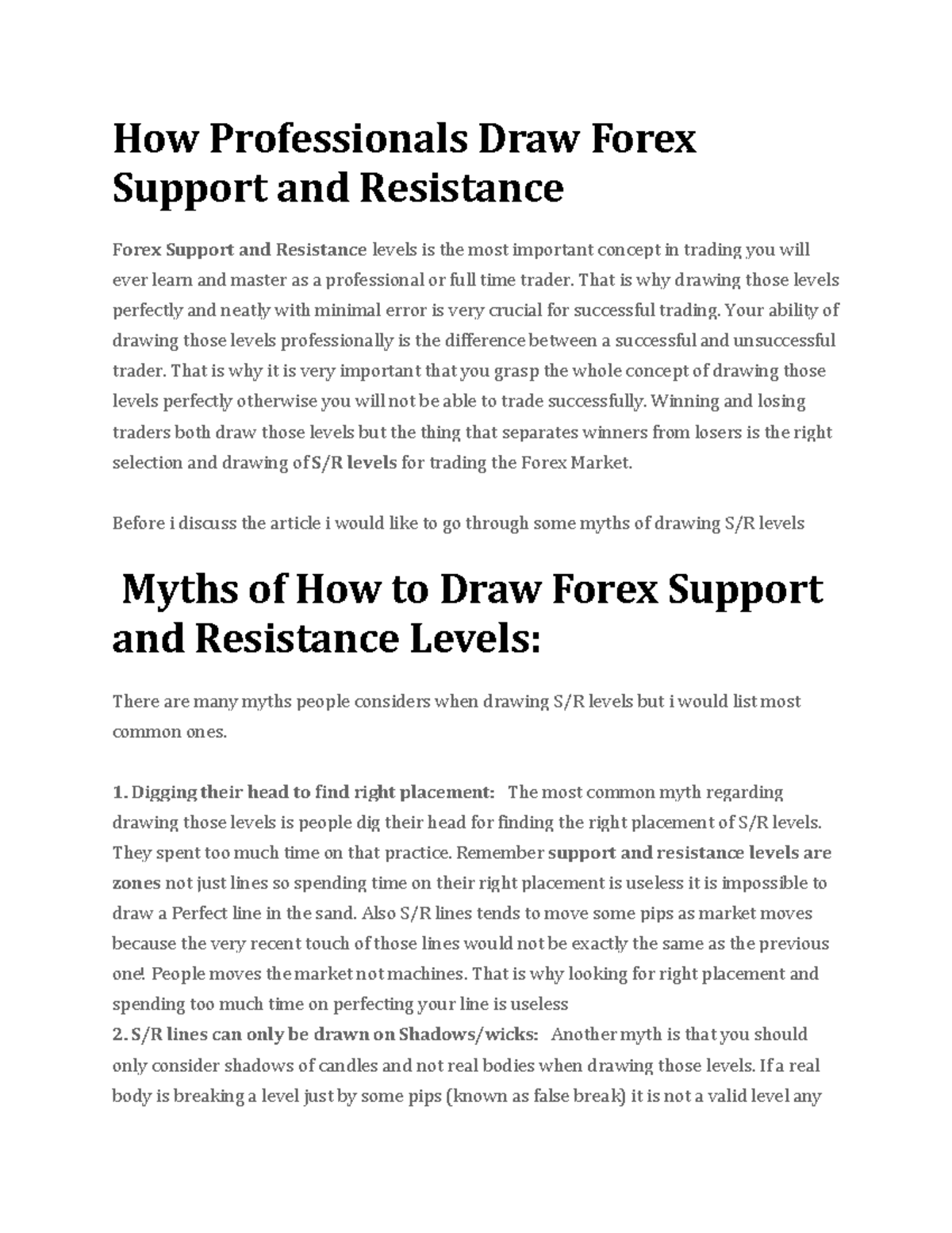 How Professionals Draw Forex Support and Resistance - How Professionals ...