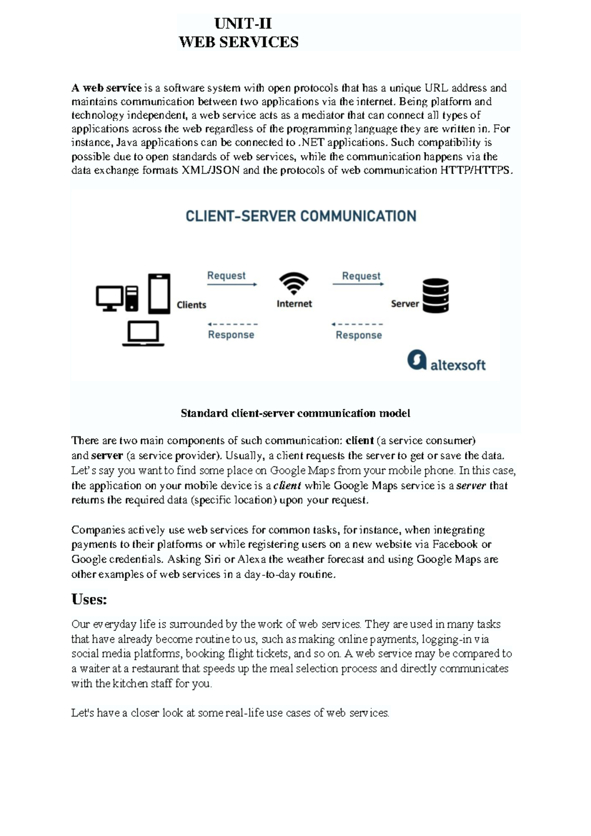 Semantic Web Unit Ii Notes Unit Ii Web Services A Web Service Is A