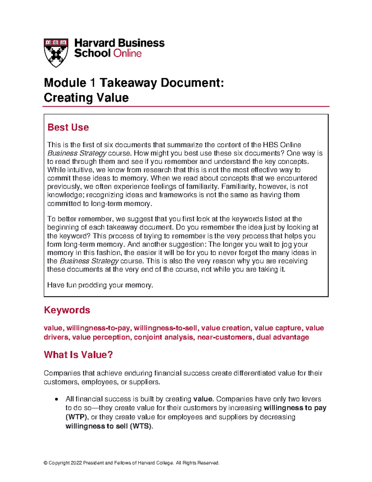 Business Strategy Takeaway Documents - Module 1 Takeaway Document ...