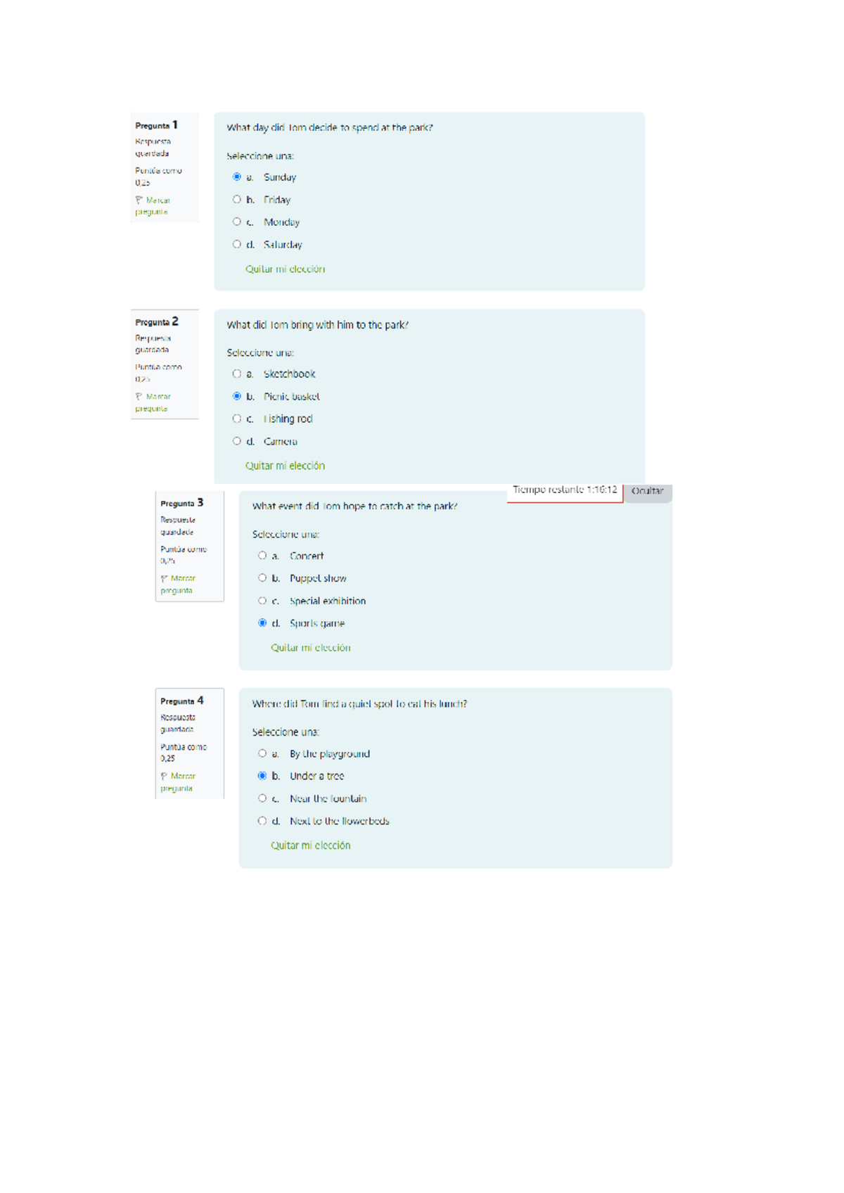 Evaluacion 1 - ingles 4 - Ingles V - Studocu
