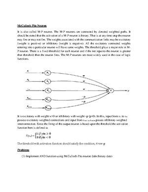 Hebb Network - Lecture notes 9 - Hebb Network Training Algorithm Step 0 ...