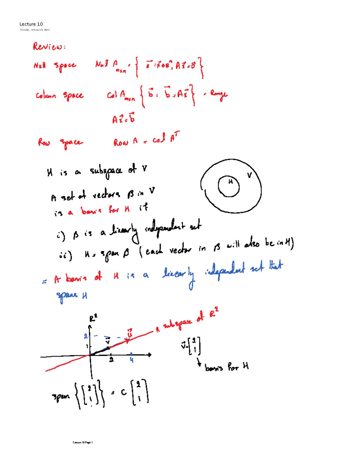 Lecture 10 ICS 6N W23 - Linear algebra - matrices and determinants - Lecture Thursday, February ...